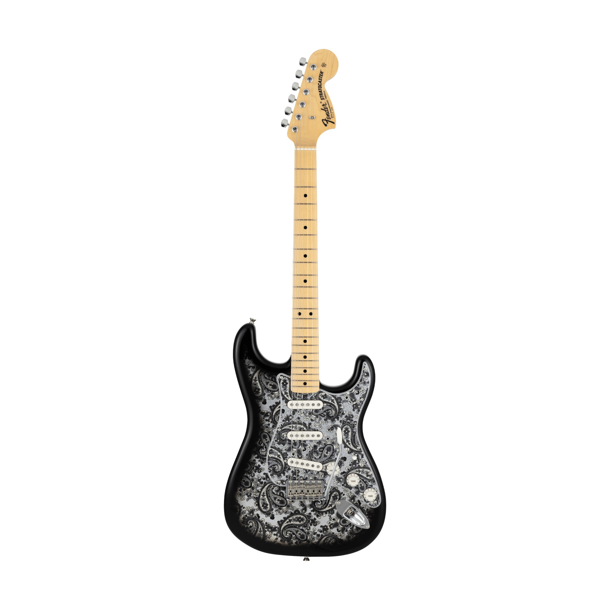 Fender MIJ Limited Stratocaster Electric Guitar, Maple FB, Black Paisl ...